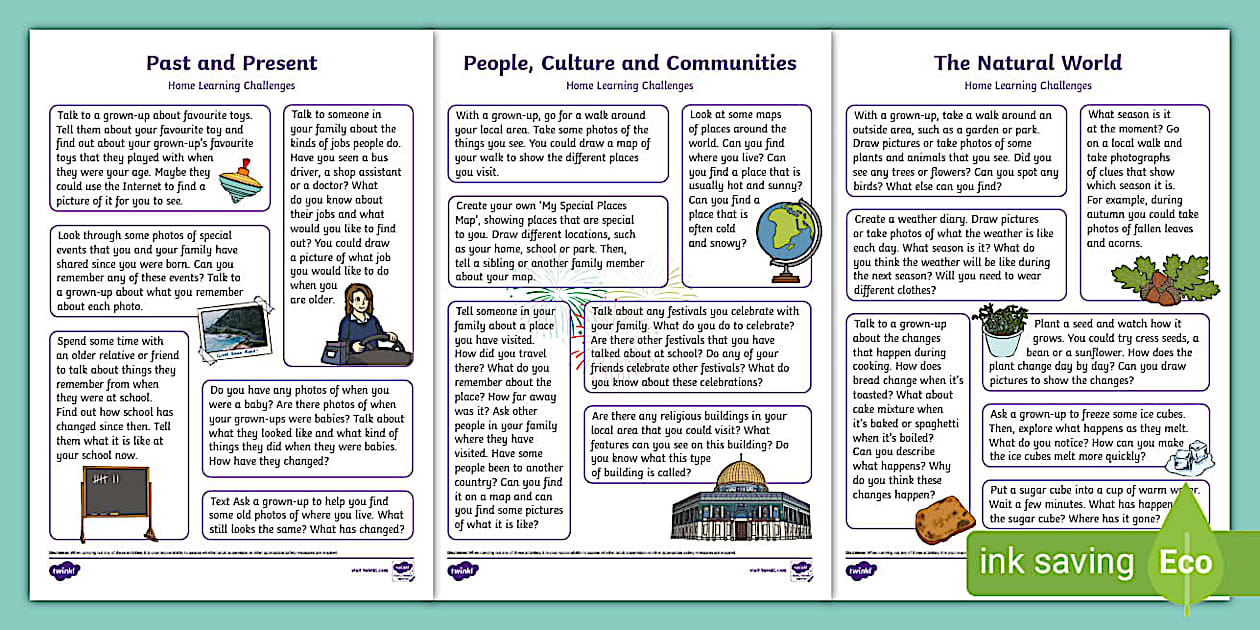 Kindergarten Understanding the World ELG Home Learning Activity Pack