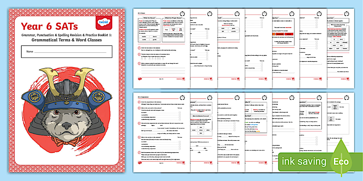 Year 6 Grammar Revision Booklet PDF - Terms & Word Classes
