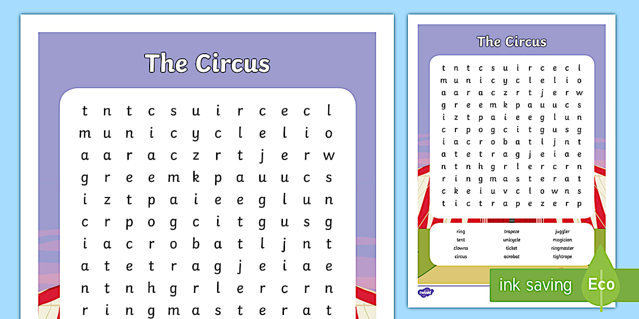 KS1 Circus Word Search (Hecho por educadores) - Twinkl