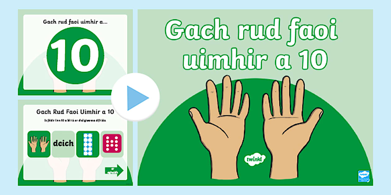 All About the Number 10 PowerPoint Gaeilge - Twinkl