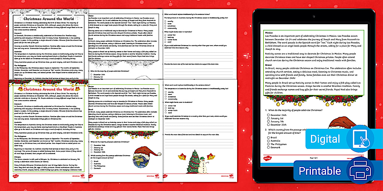 Christmas Traditions Around the World Worksheet | Twinkl USA