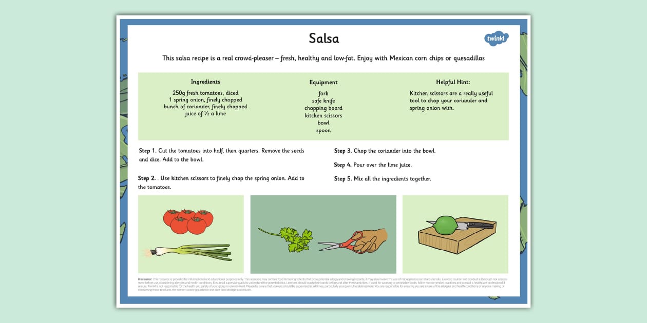 Global Food Salsa Recipe (Hecho por educadores) - Twinkl