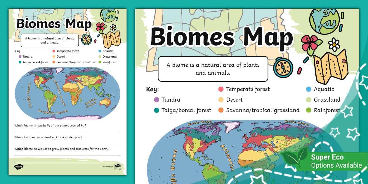 KS1 Biomes Map (Ages 5 - 7) Download and Print - Twinkl