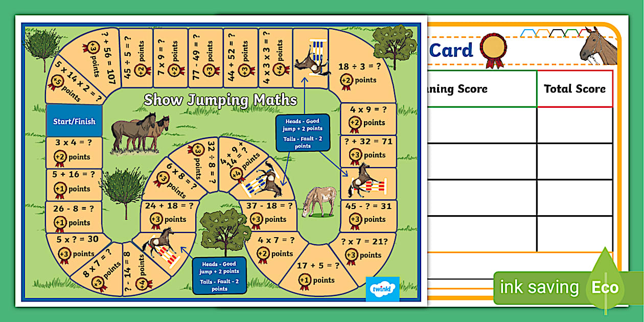 Show Jumping Maths Board Game (Teacher-Made) - Twinkl