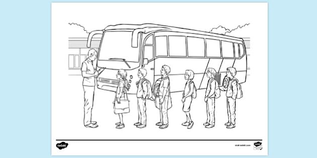 Coach with Children Colouring | Colouring Sheets - Twinkl