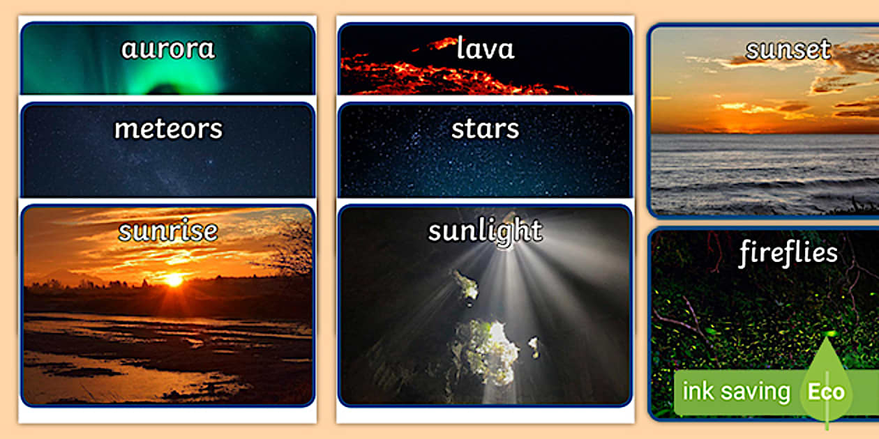 Natural Sources of Light Display Photo Cut Outs - Twinkl