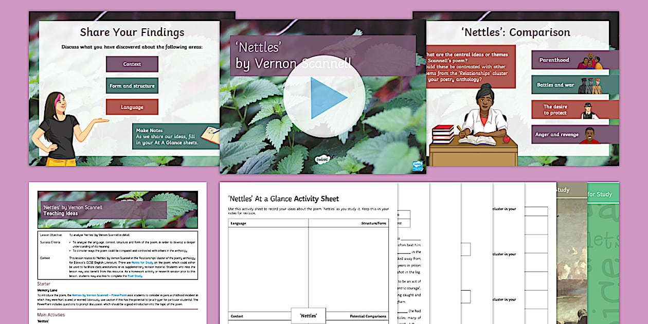 GCSE Poetry Lesson Pack to Support Teaching on 'Nettles' by Vernon ...