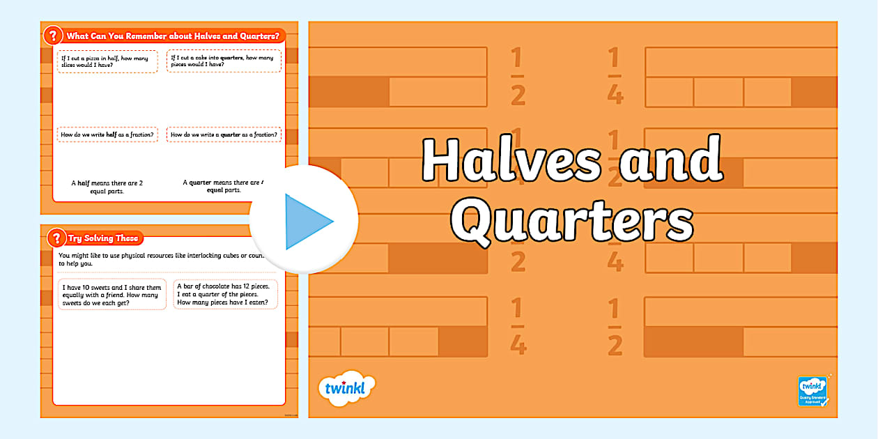 👉 KS1 Halves and Quarters Bar Model PowerPoint - Twinkl