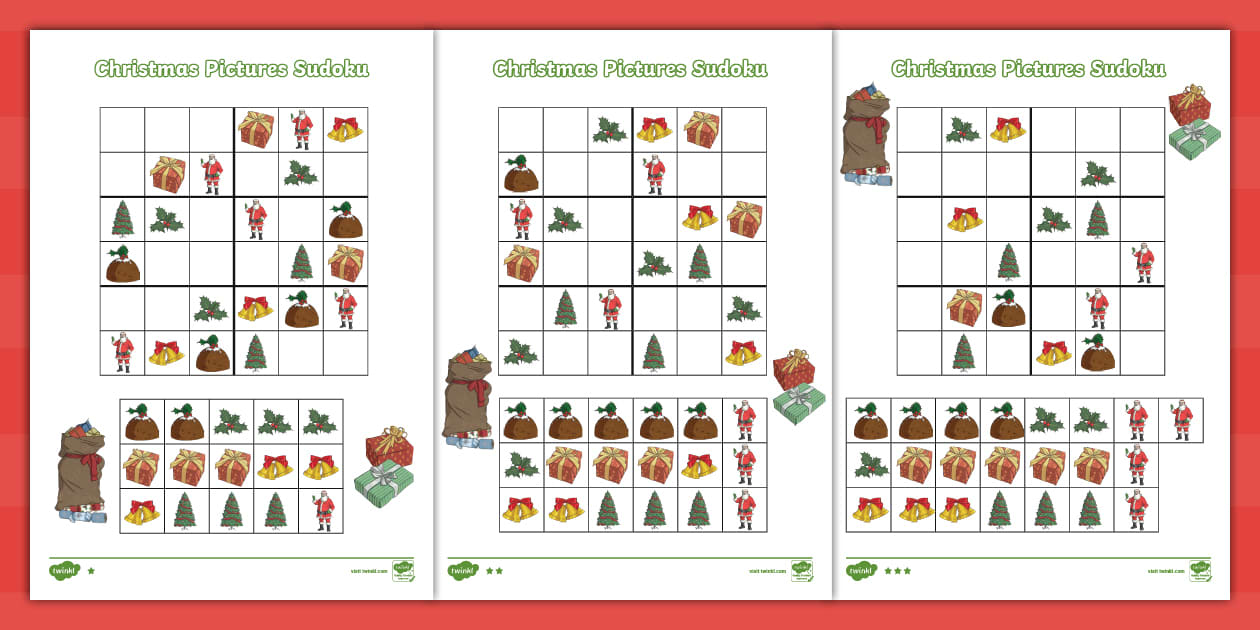 Christmas Picture 6x6 Sudoku | Christmas Puzzles - Twinkl