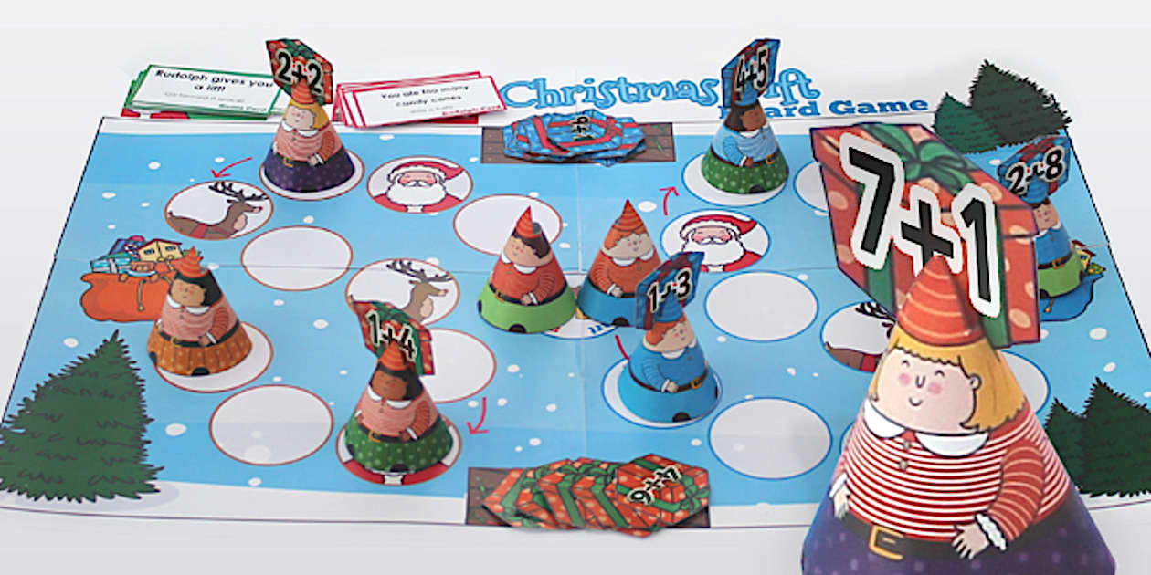 Addition to 10 Christmas Board Game (Teacher-Made) - Twinkl