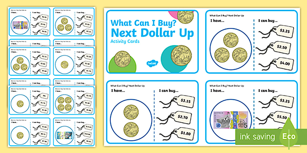 TAS What Can I Buy? Next Dollar Up Challenge Cards - Twinkl