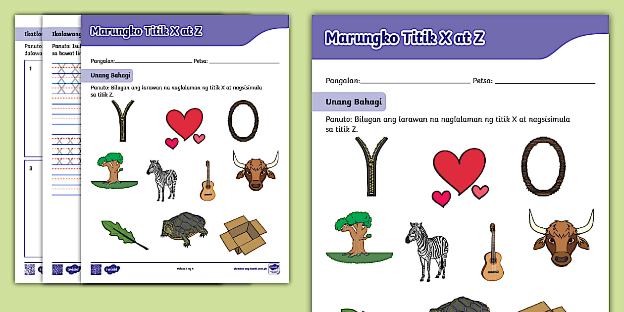 Marungko Titik X at Z Worksheet | Philippines | Twinkl