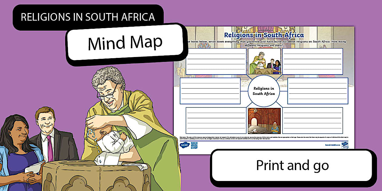 Intermediate Phase Life Skills - Religions in South Africa - Mind Map (CAPS