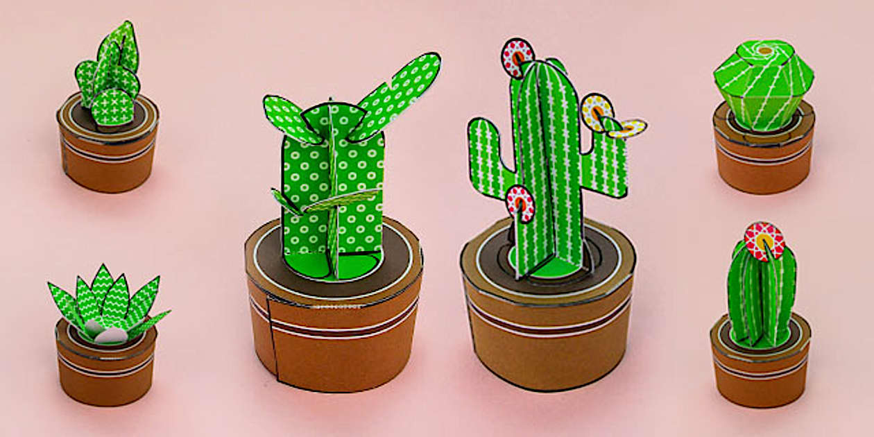 Printable 3D Cactus Template Pack (teacher made) - Twinkl