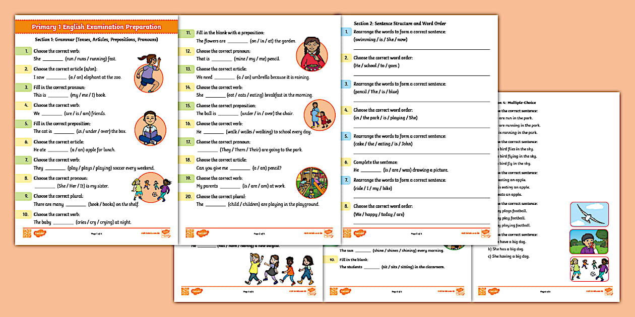 Primary 1 English Exam Grammar - Set 2