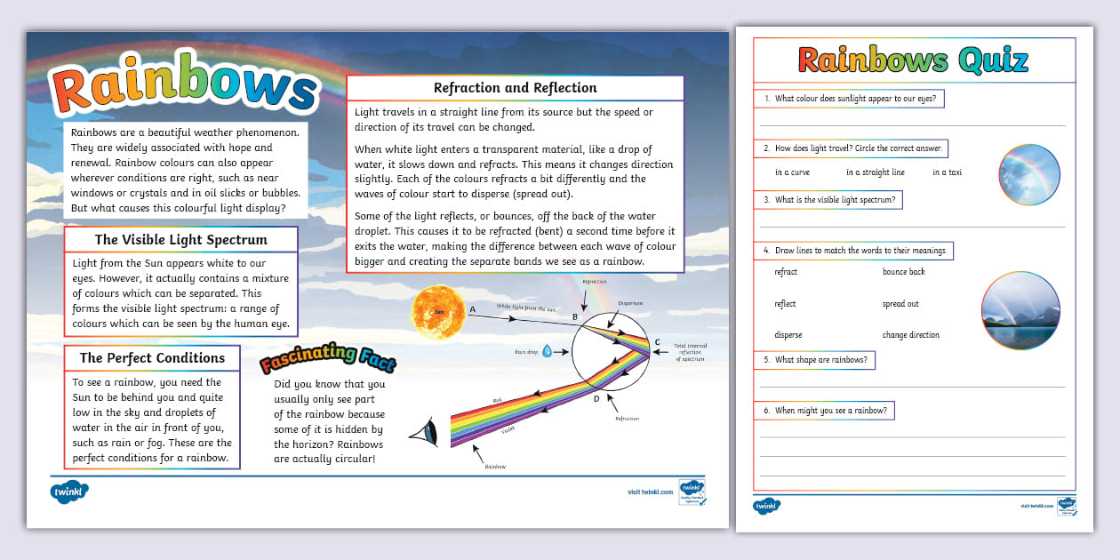KS2 Rainbows Fact File and Quiz (Teacher-Made) - Twinkl