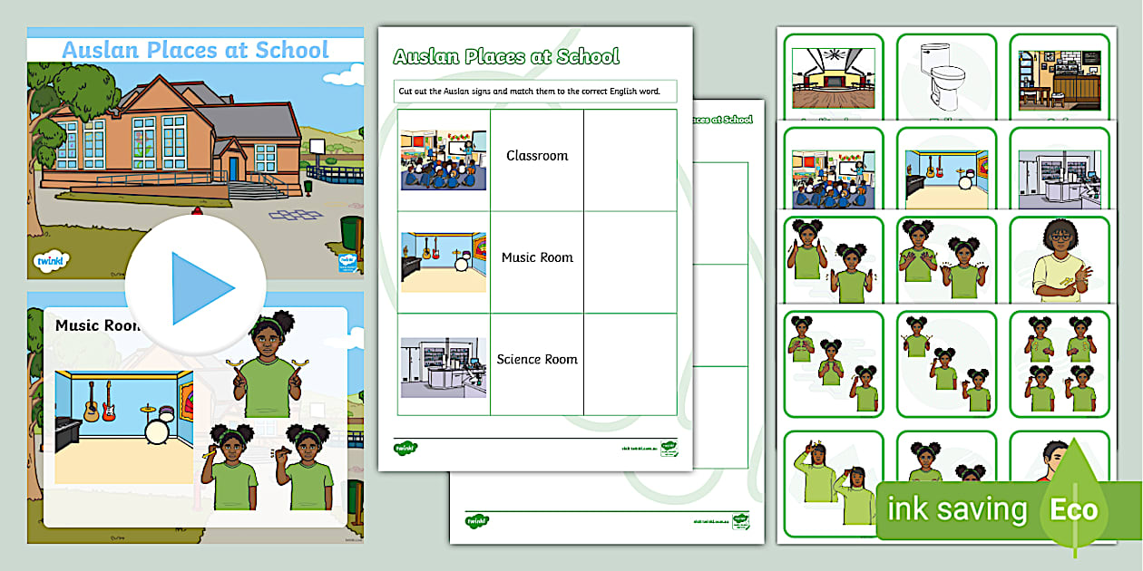 Auslan Places at School Pack (Teacher-Made) - Twinkl
