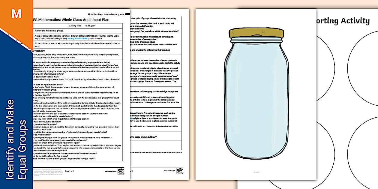EYFS Maths: Is It Equal? Class Activity Adult Input Plan