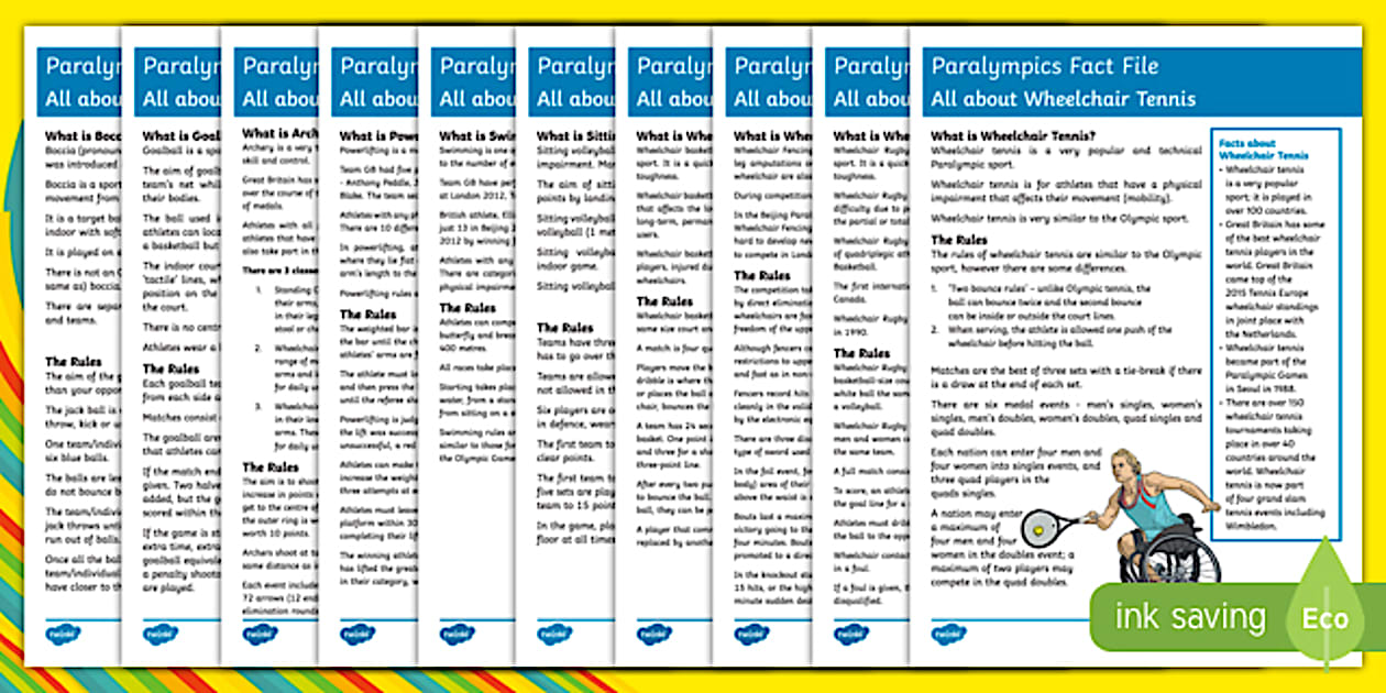 Para-Games Sports Fact Files Resource Pack (Teacher-Made)