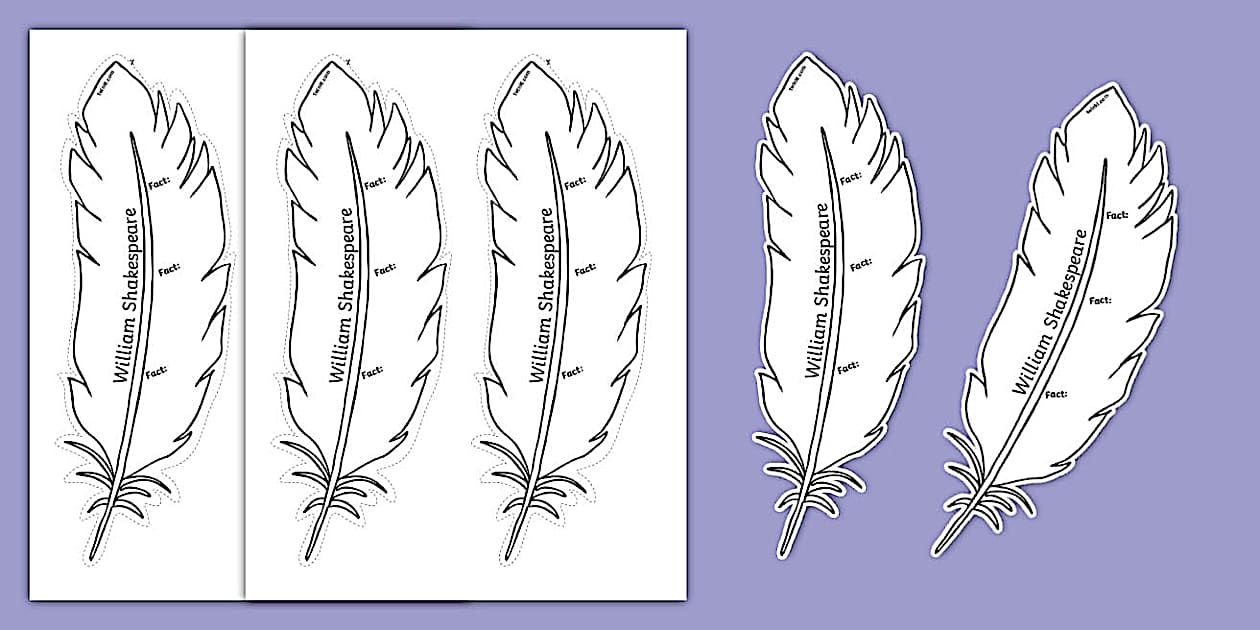 Shakespeare Research Feather Worksheet for 6th-8th Grade