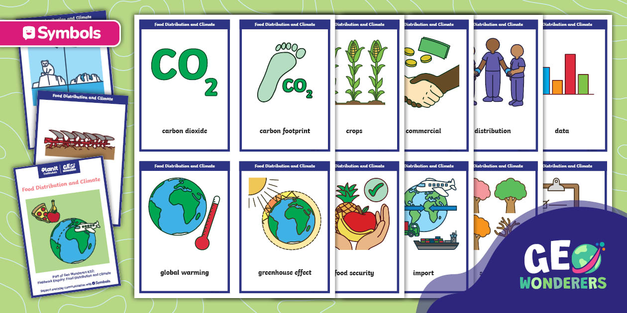 Twinkl Symbols: Food Distribution and Climate: Flashcards