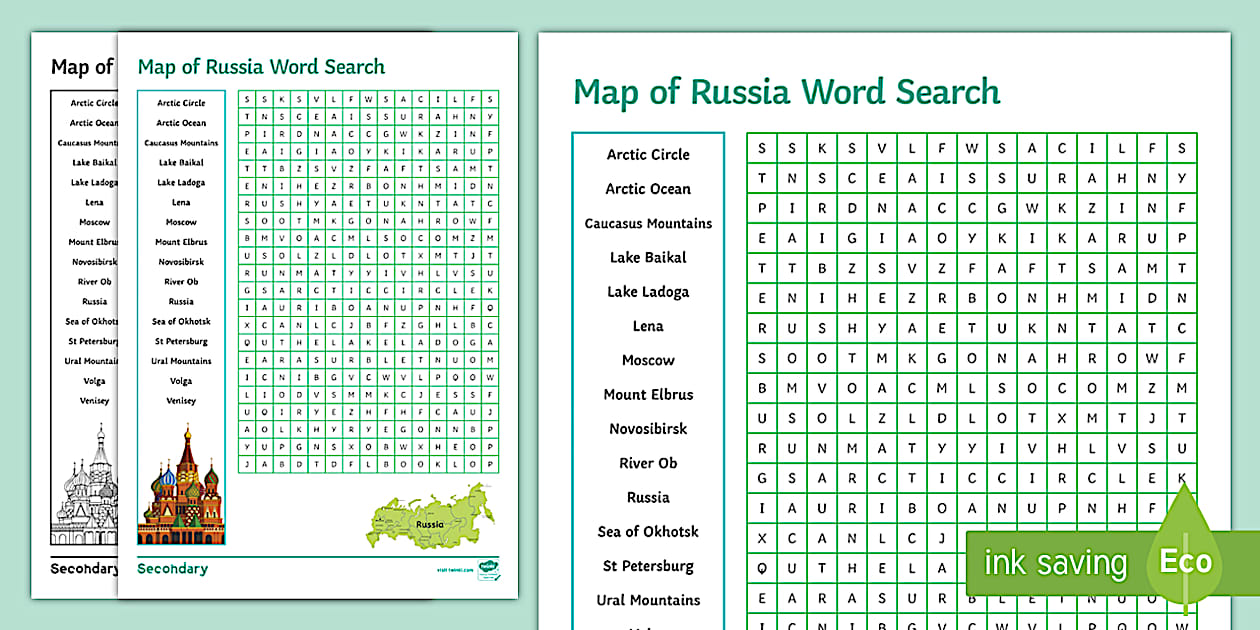 Russia Word Search