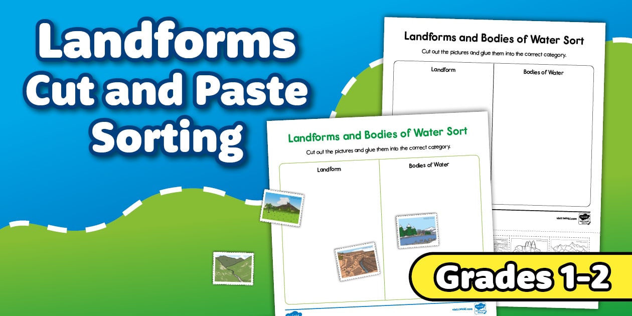Landforms Cut and Paste Sorting Worksheet - Social Studies