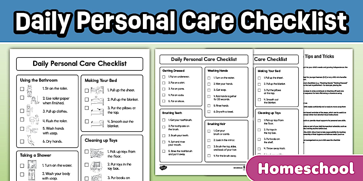 Daily Personal Care Checklist for Homeschool