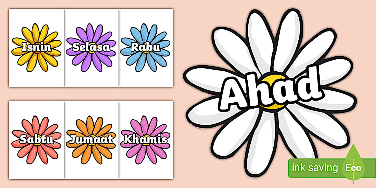 Poster Hari dalam Seminggu Tema Bunga (teacher made)