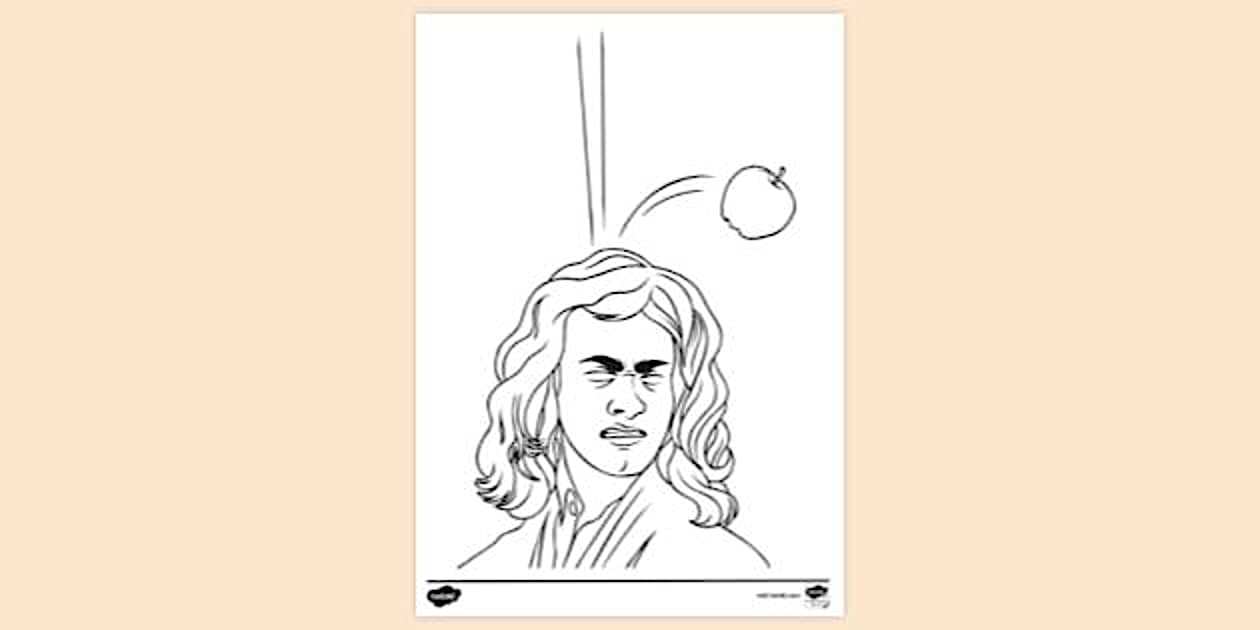 Sir Isaac Newton Colouring Sheet (teacher made) - Twinkl