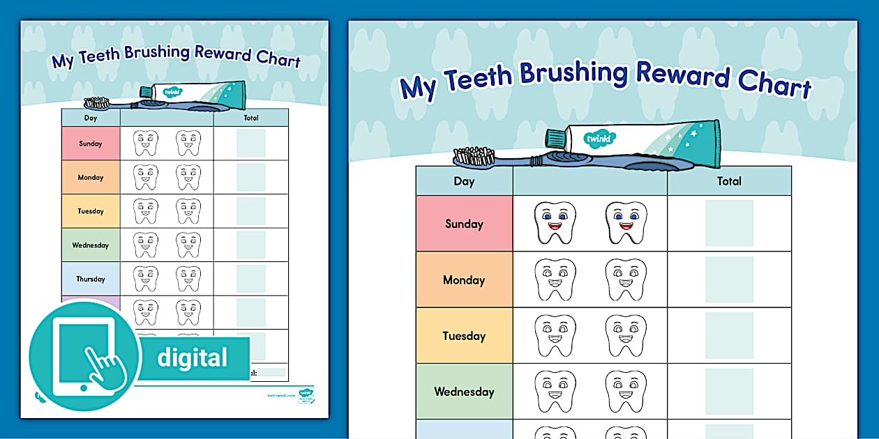 Editable My Teeth Brushing Reward Chart (teacher made)