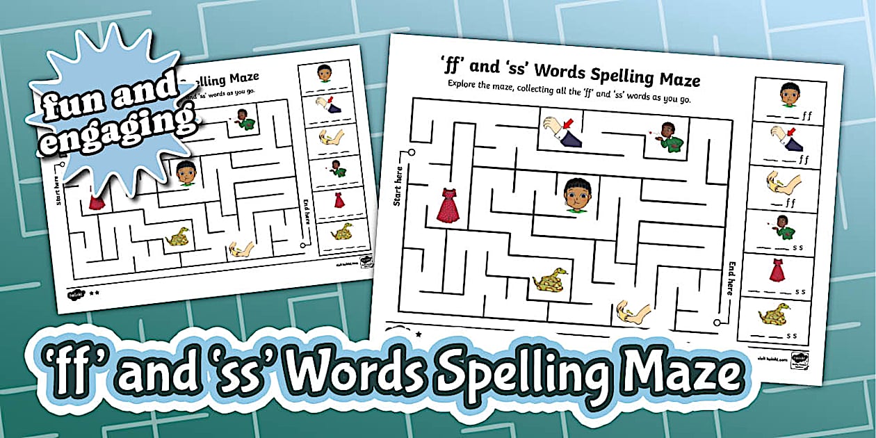 'ff' and 'ss' Words Spelling Maze Activity Sheets