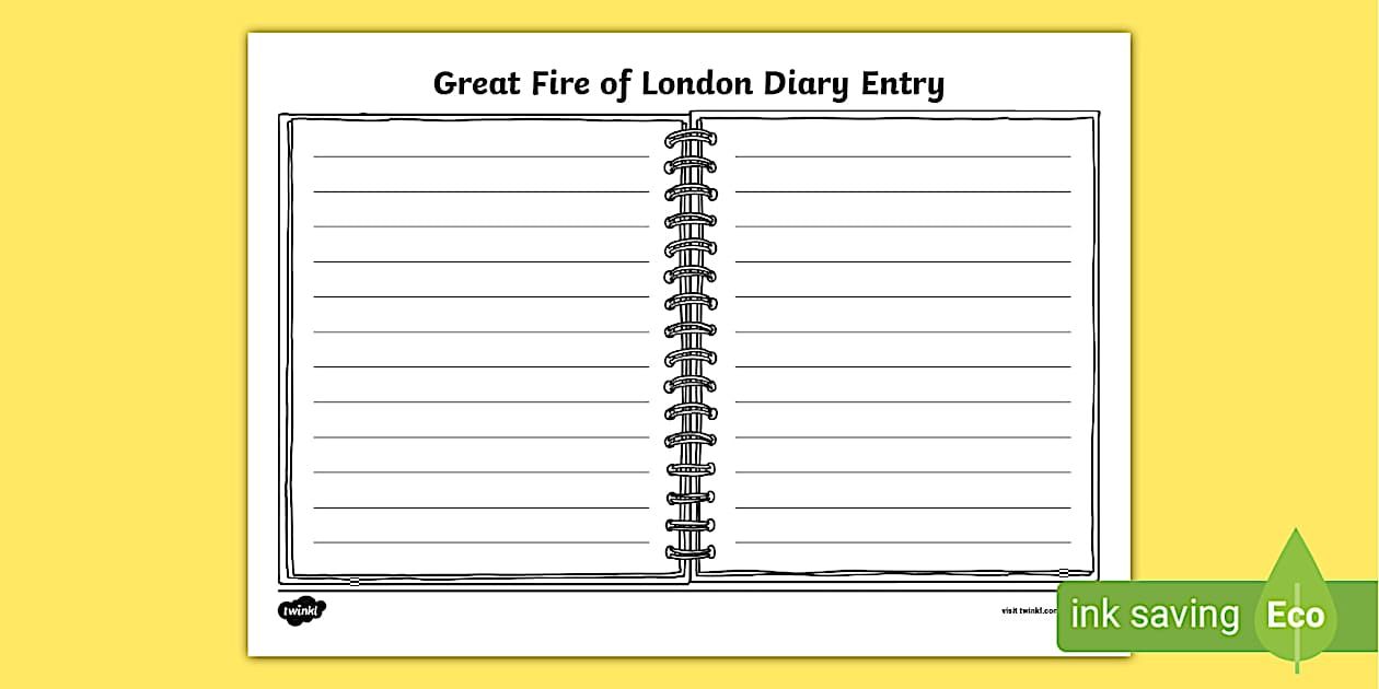 The Great Fire of London Diary Entry Worksheet - Twinkl