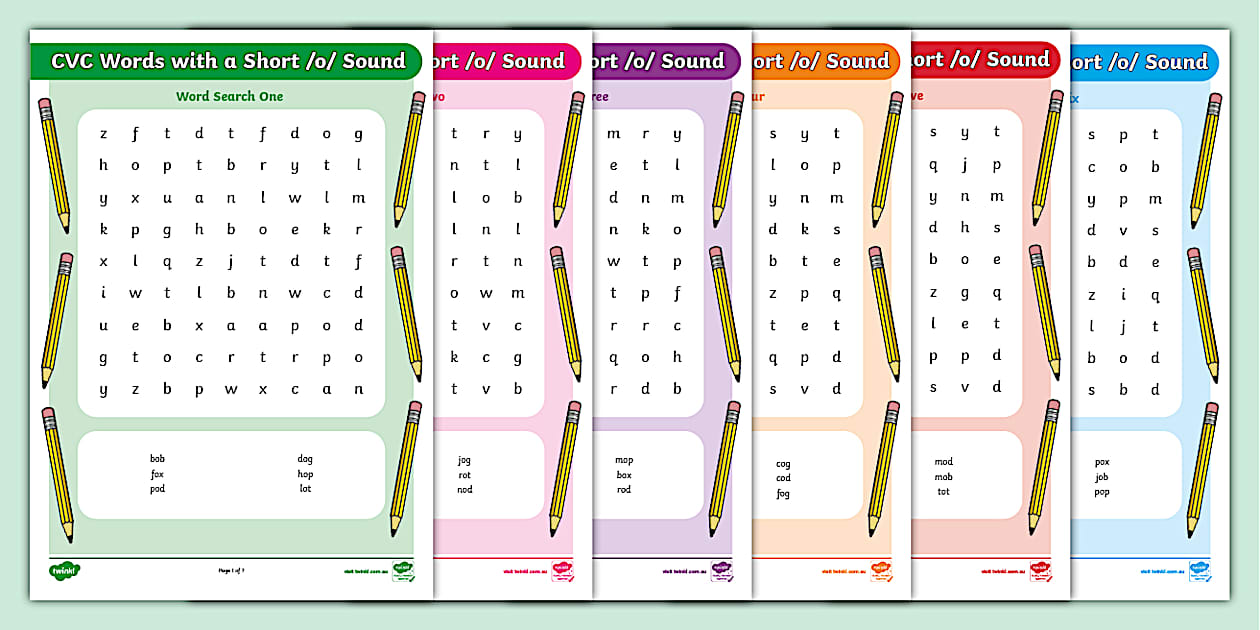 CVC Words with Short /o/ Word Search Pack ∣ F-2 Literacy
