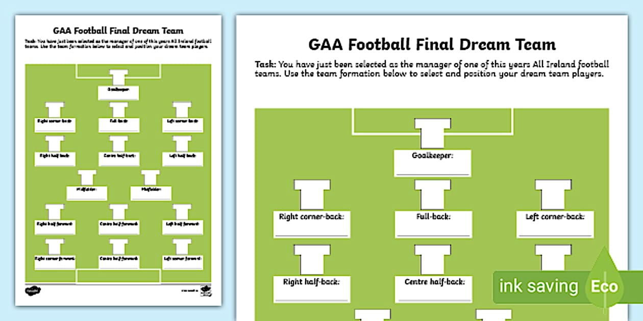 GAA Team Sheet Template | Pick Your Own Dream Team | Twinkl