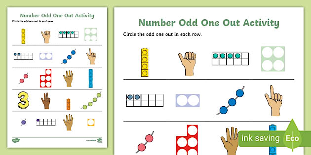 Editable Number Odd One Out Worksheet (teacher made)