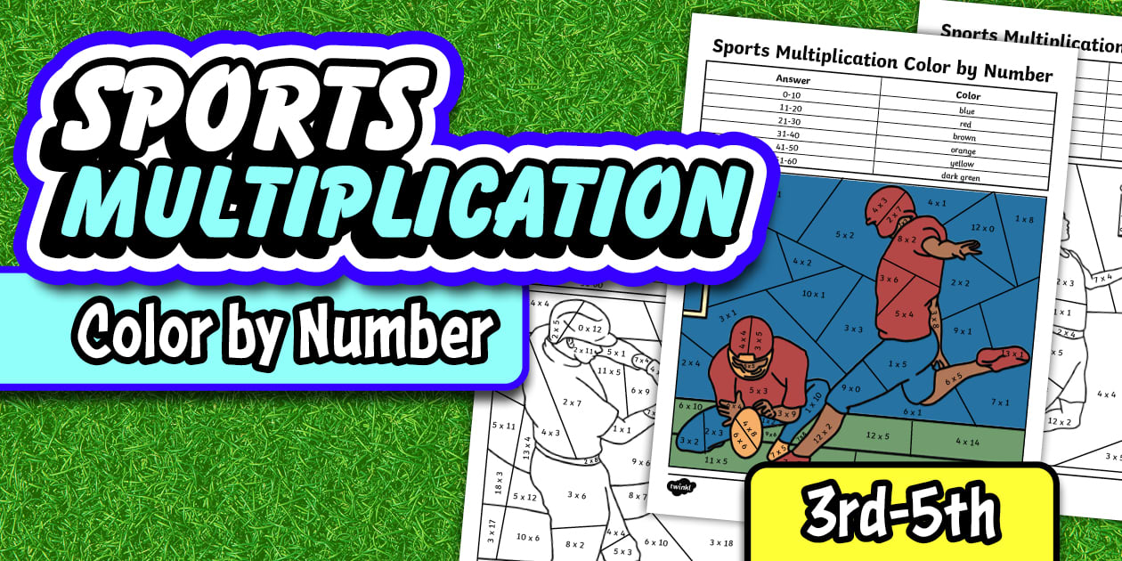 Sports Multiplication Color by Number Activity - Twinkl