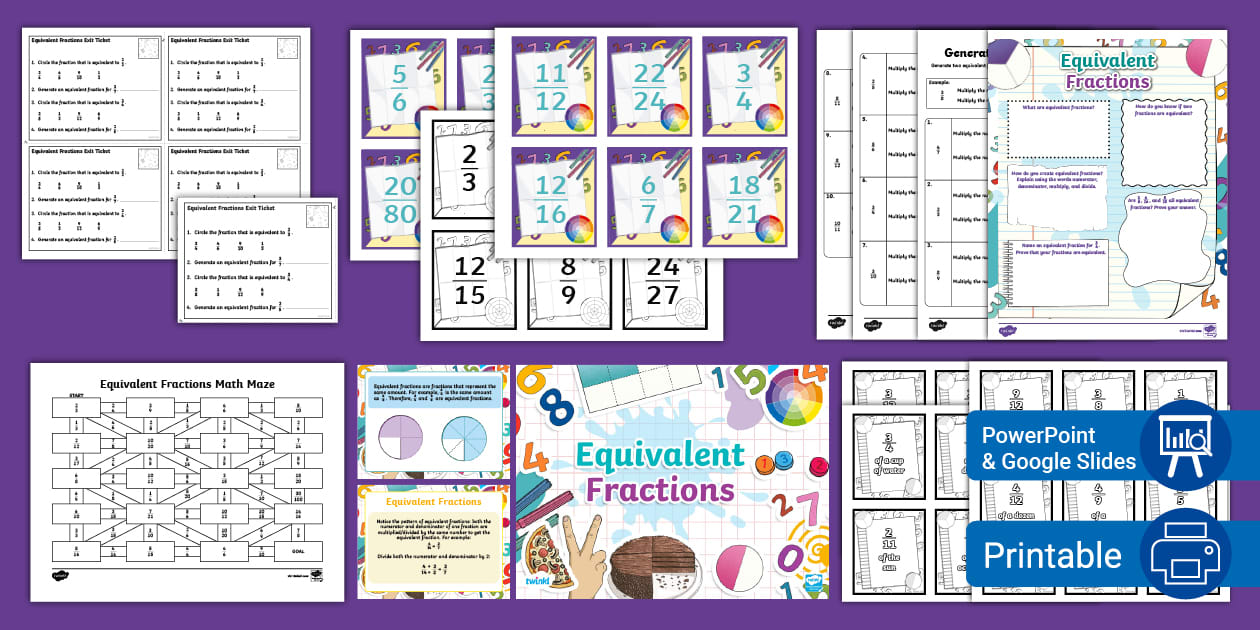 Fourth Grade Equivalent Fractions Lesson Pack (teacher made)