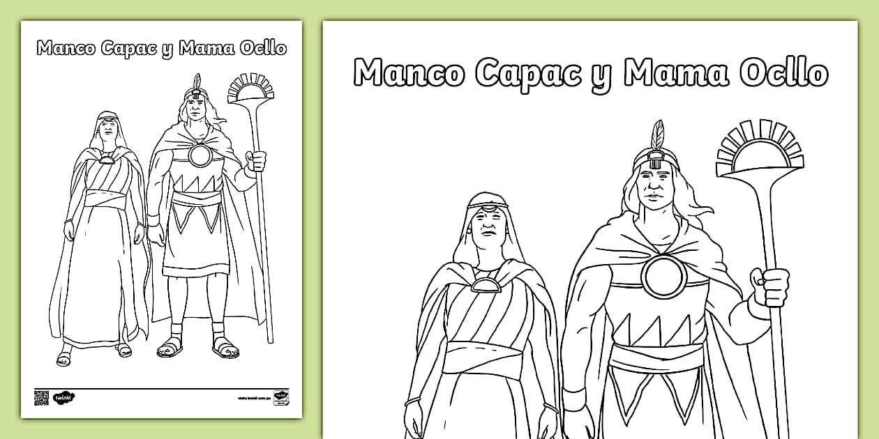 Manco Cápac y Mama Ocllo para colorear | Materiales Twinkl