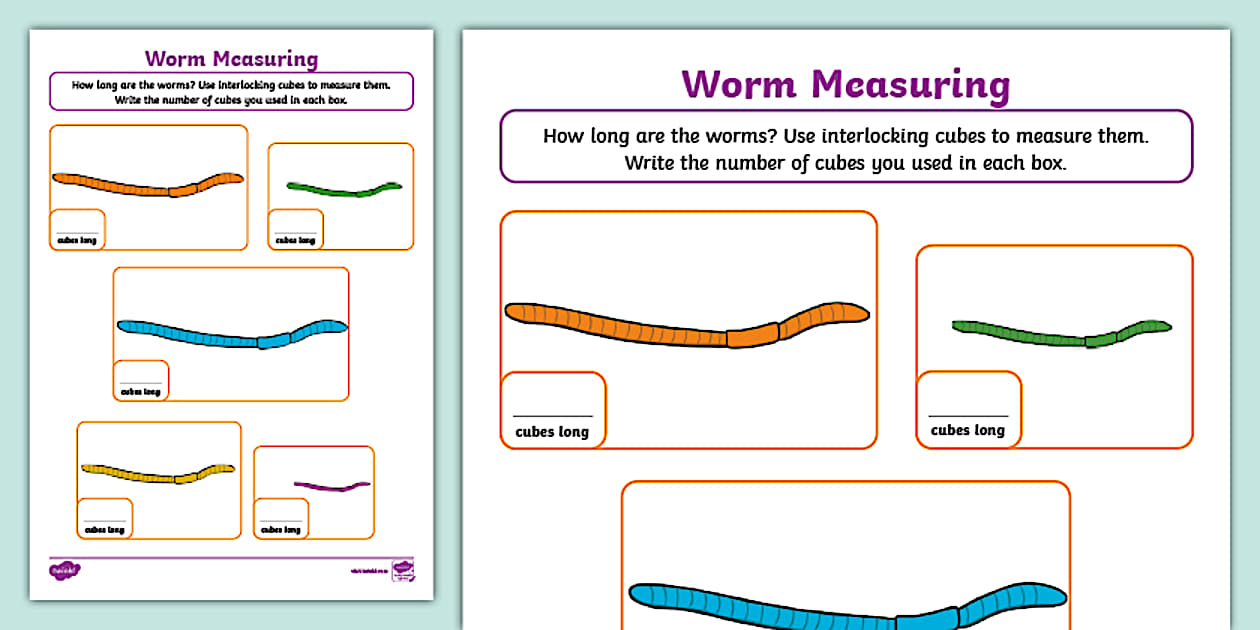 👉 Worms Measuring Length with Cubes Activity - Twinkl
