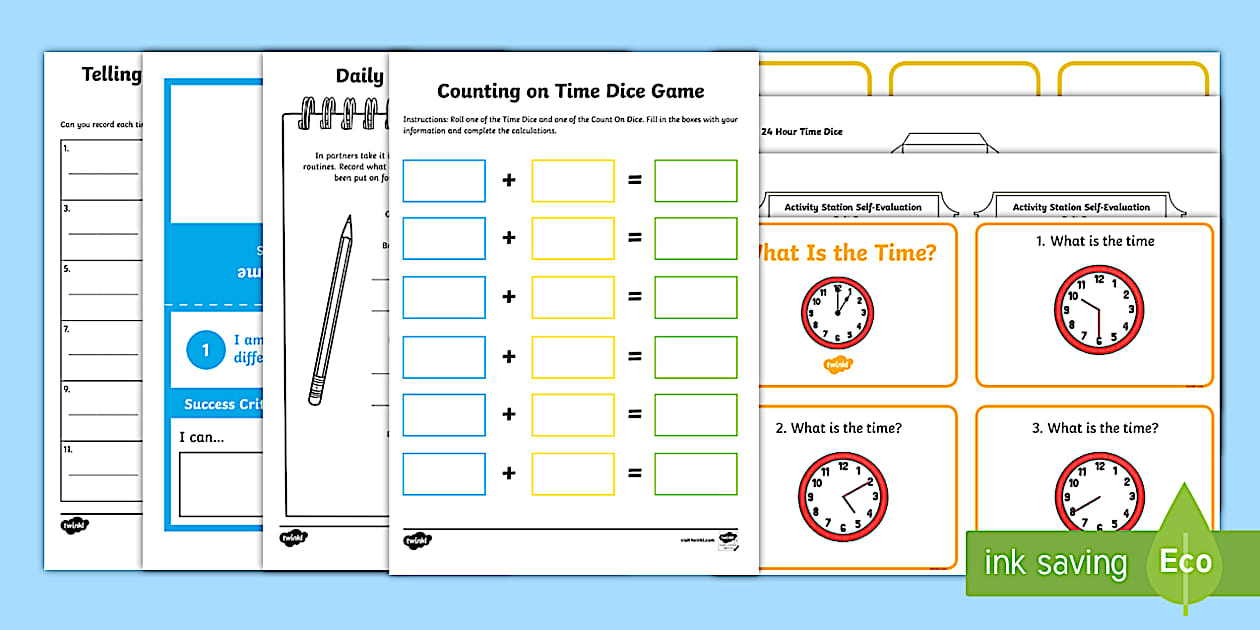 Time First Level Activity Stations (teacher made) - Twinkl