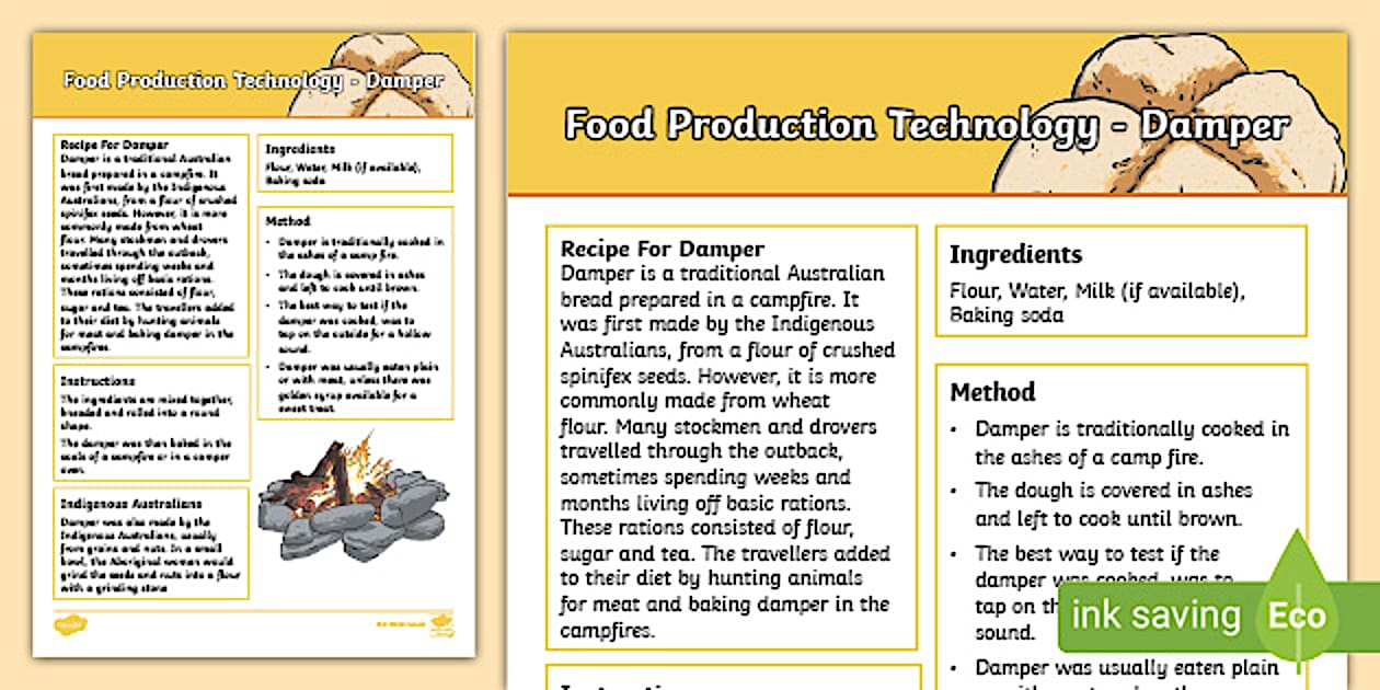 Food Production Damper Worksheet / Worksheet (teacher made)