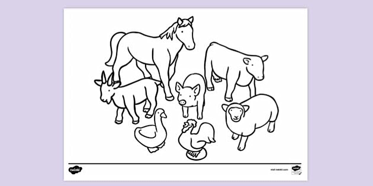 Farm Animals Colouring Page PDF | Colouring Sheets - Twinkl