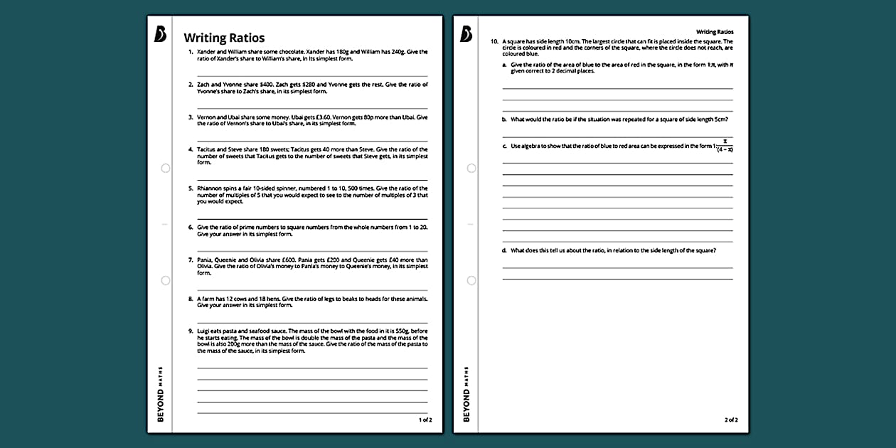 👉 Writing Ratios Worksheet (teacher made) - Twinkl