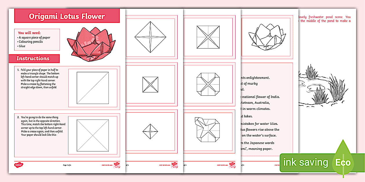 Free 3D Origami Lotus Flower Craft Instructions for Kids!