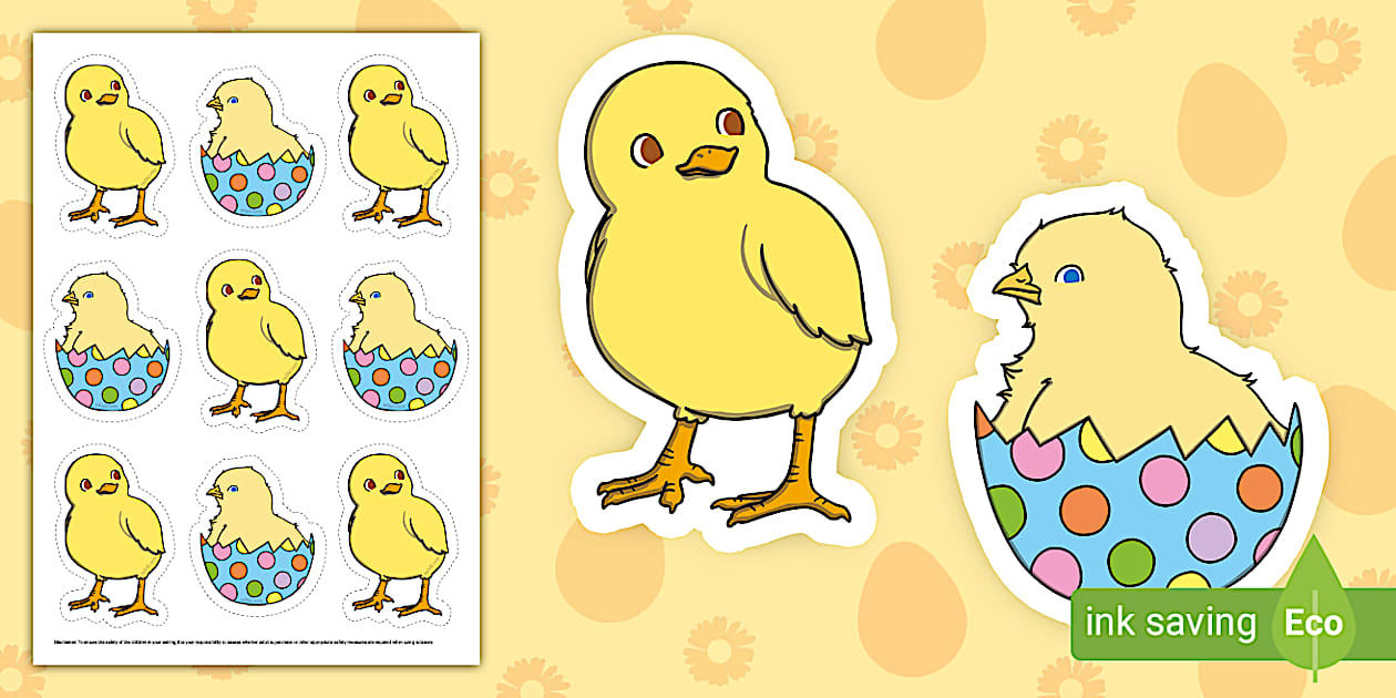 Small Easter Chick Cut-Outs (Teacher-Made) - Twinkl