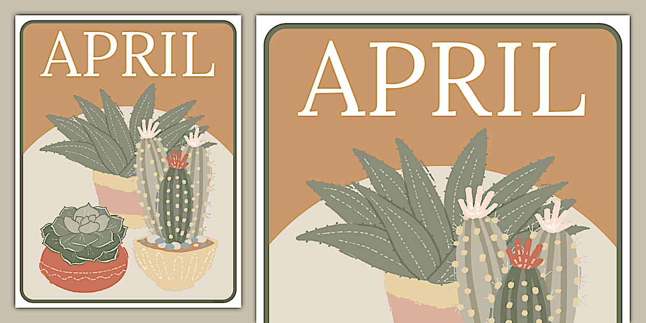 Succulents-Themed April Display Poster (Teacher-Made)