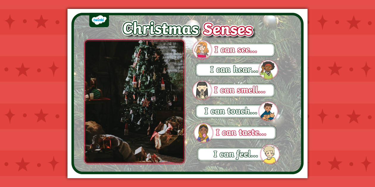 Christmas Senses Display Poster (teacher made) - Twinkl