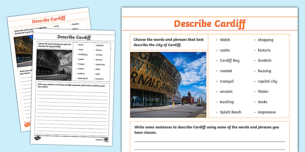 Describe Cardiff Worksheet (teacher made) - Twinkl