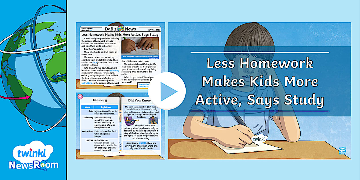 Less Homework Makes Kids More Active, Says Study | Twinkl Resources